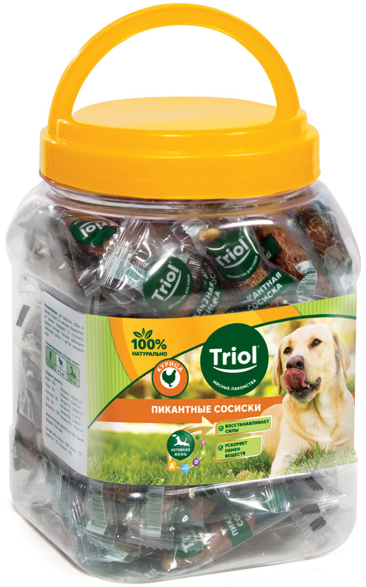 Лакомство TRIOL для собак сосиски пикантные с курицей 500 гр (1 шт)