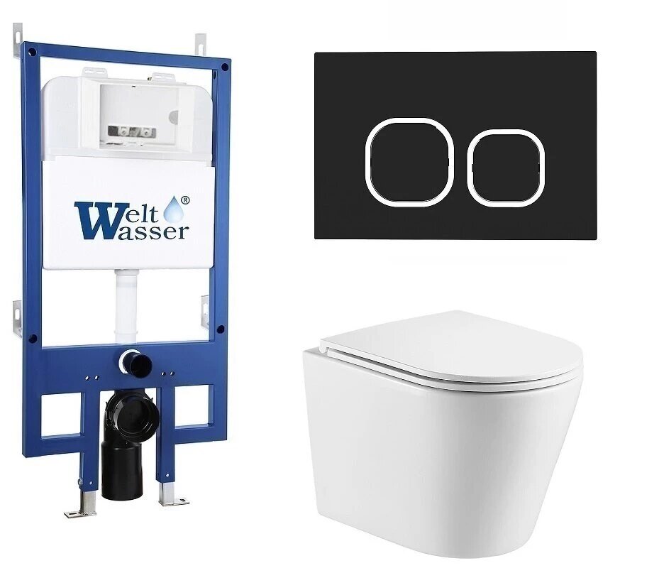 Комплект унитаза с инсталляцией WELTWASSER BAMBERG 545 + SALZBACH 043 GL-WT + BAMBERG BL