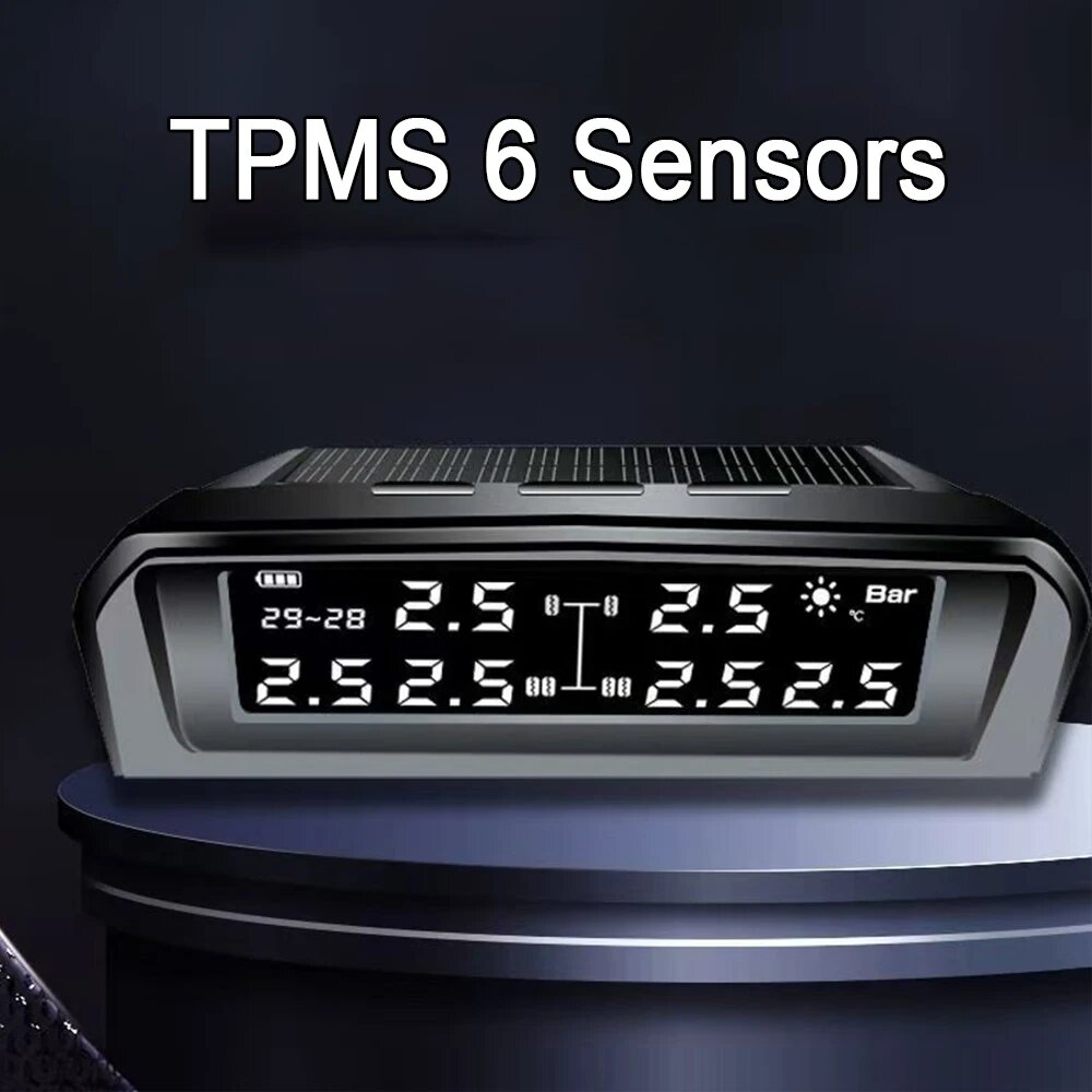 6-датчик TPMS, система контроля давления в шинах, караван, грузовик, внедорожник, автоматическая охранная сигнализация TPMS на солнечной энергии, манометр для шин D-T6-6