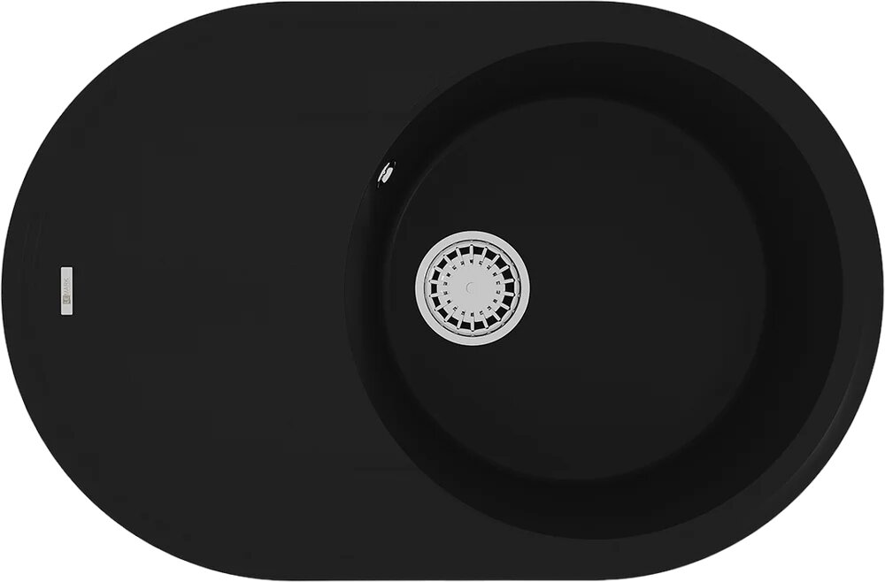 Мойка кухонная Lemark Lacha 760 9910055 76x50, мойка для кухни, с крылом, черная, серая, овальная, матовая