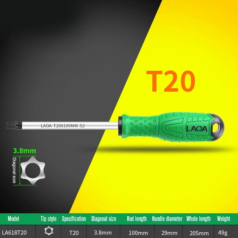 Отвертка Torx S2 Магнитная отвертка из легированной стали T8/T10/T15/T20/T25/T30/T40 Многофункциональные ручные инструменты