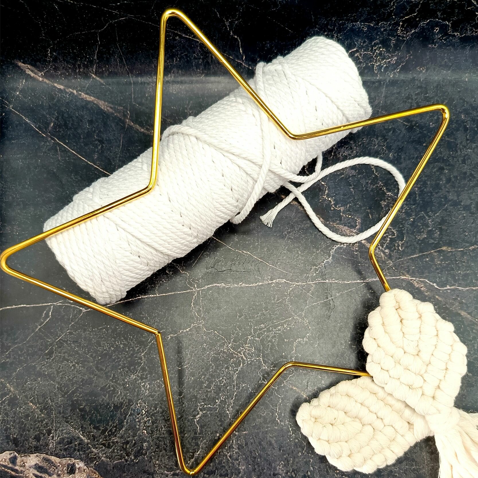 Основа для макраме и панно, ловца снов звезда, металл 2.8 мм, цвет золото, 1 шт