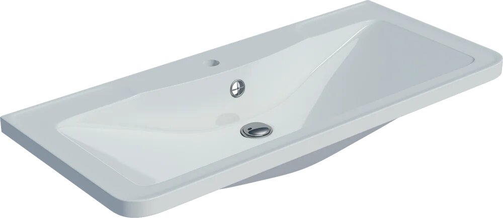 Мебельная раковина Madera Adel 90 накладная, встраиваемая, из искусственного мрамора, белая, глянцевая, раковина для ванной, прямоугольная