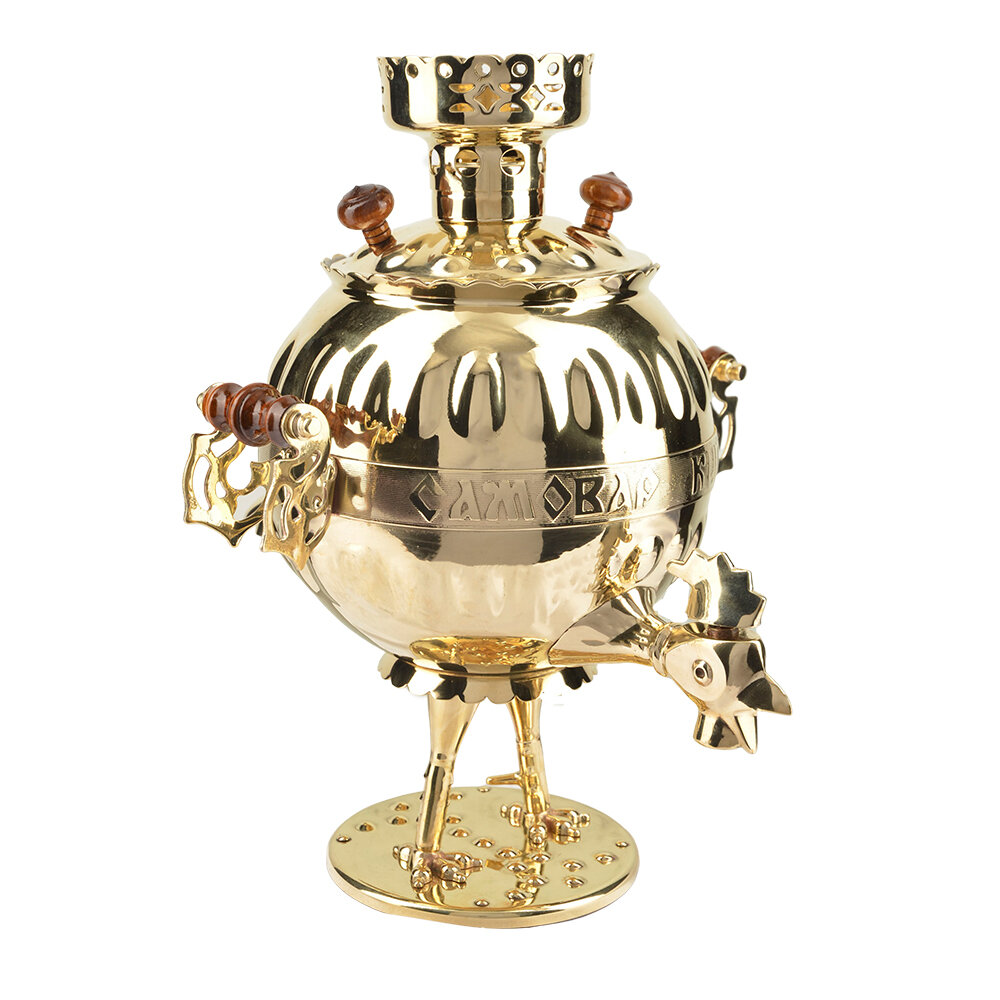 Самовар электрический 3 литра «Золотой петушок на ножках», золотой