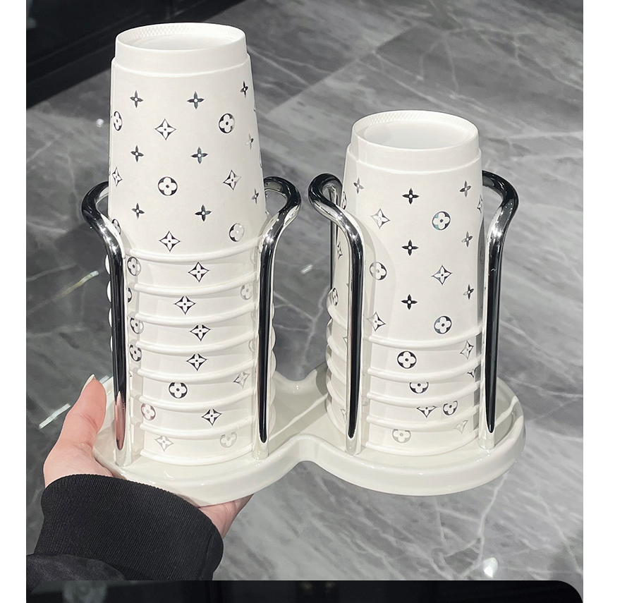 Держатель для одноразовых стаканчиков двойной MyPads настольный белый, подойдет для кофейн, а также идеально впишется в домашний интерьер, идея для.