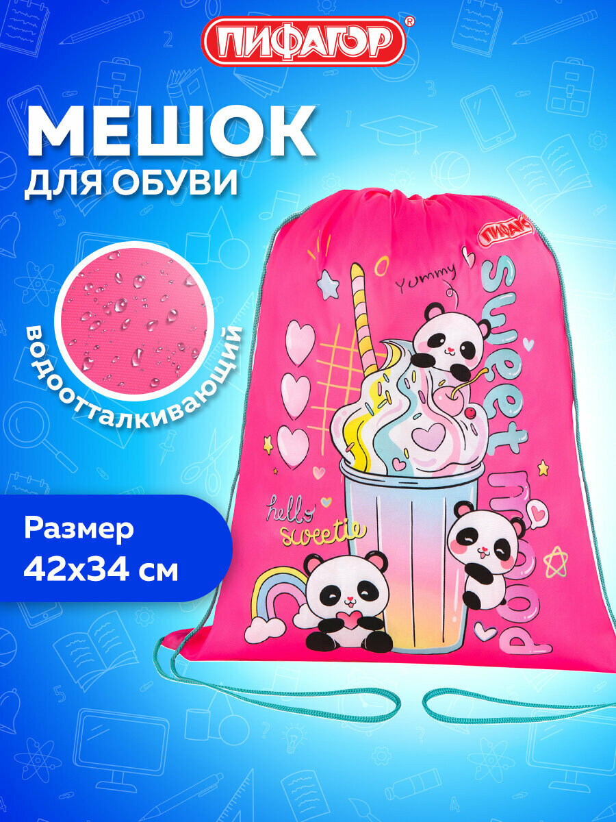 Мешок для обуви Пифагор, 1 отделение, 42х34 см, Sweet mood, 272384