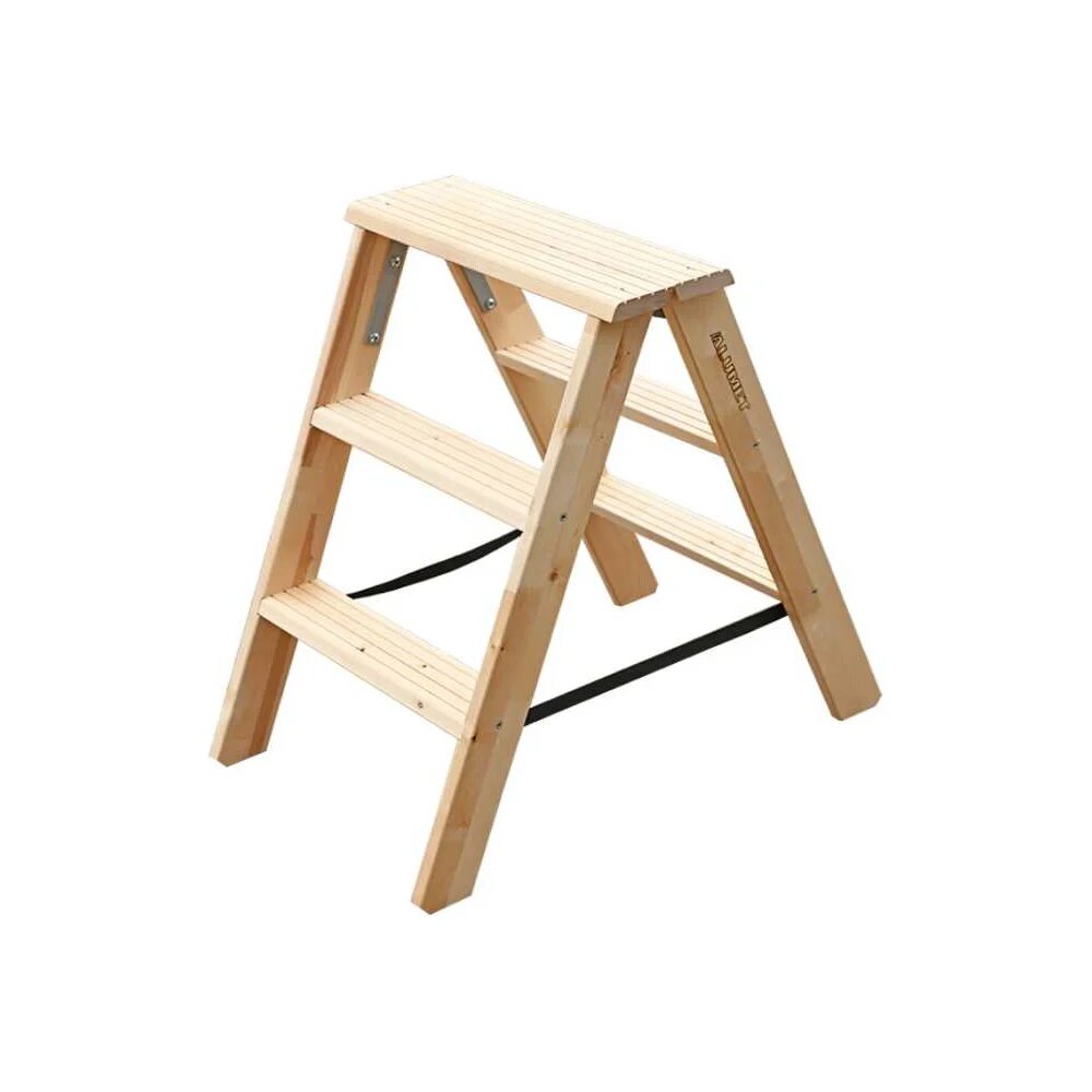 Алюмет Стремянка деревянная двусторонняя с широкими ступенями 2х3 ступеней. Серия WDS3203