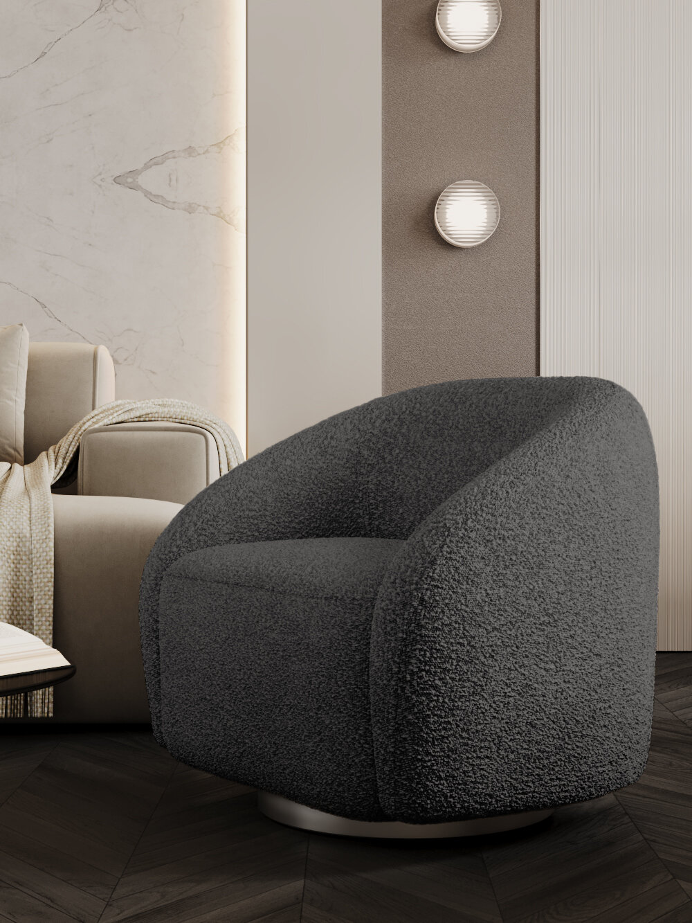 Кресло крутящееся ZAFFIRO премиум дизайн, букле