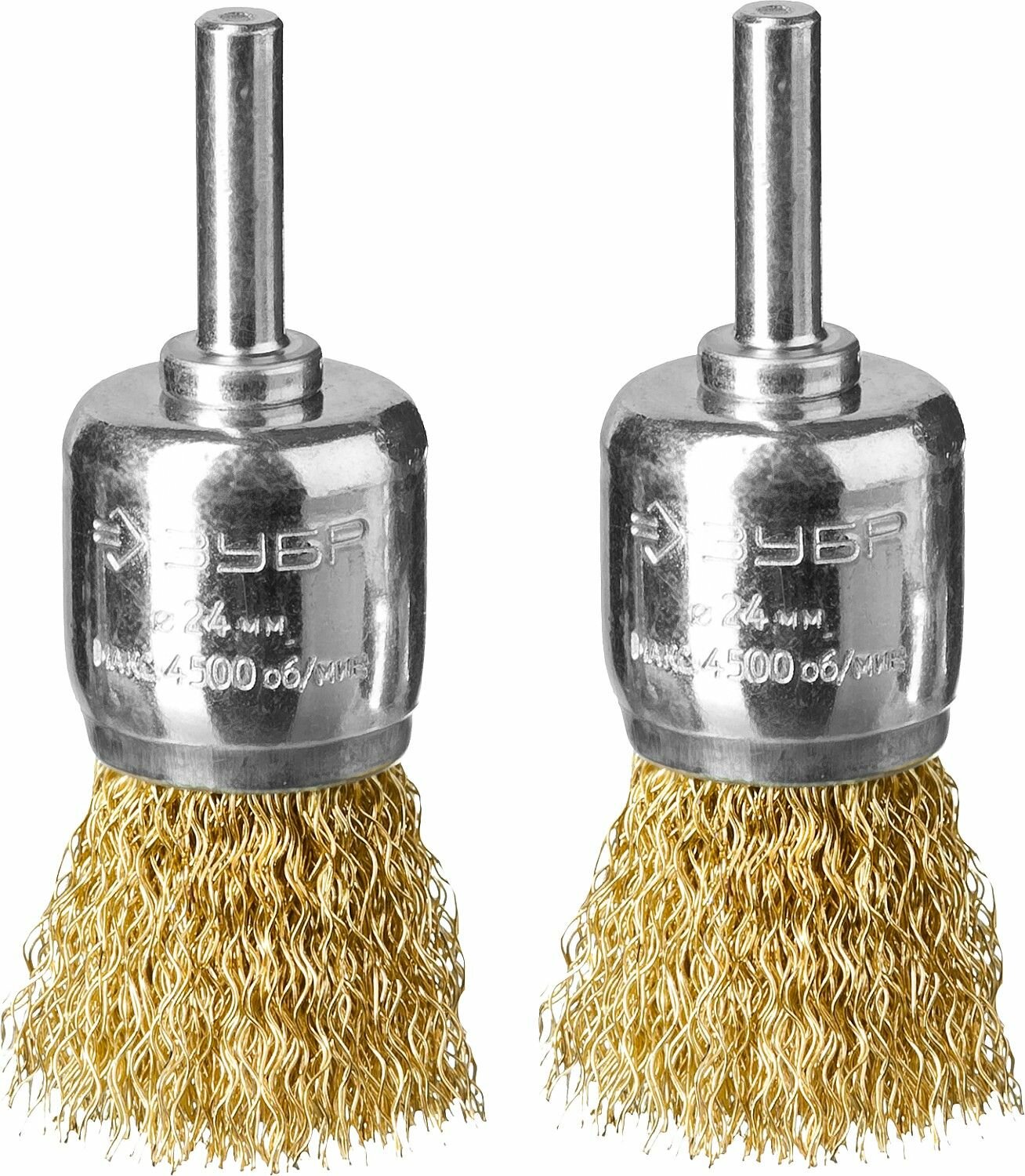 Набор кистевых щеток ЗУБР, 24 мм, витая стальная латунированная проволока 0.3 мм, для дрели, профессиональная 35225-24-H2_z02