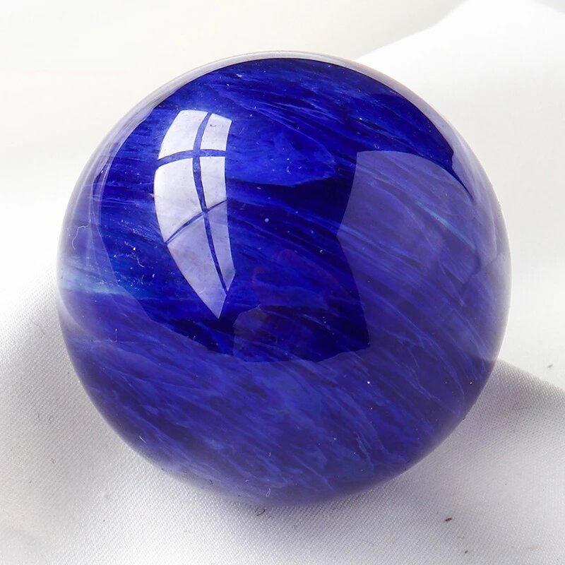 Хрустальный шар 4 см синего апатита, тигрового глаза и унакита Синий, Blue Smelting Stone