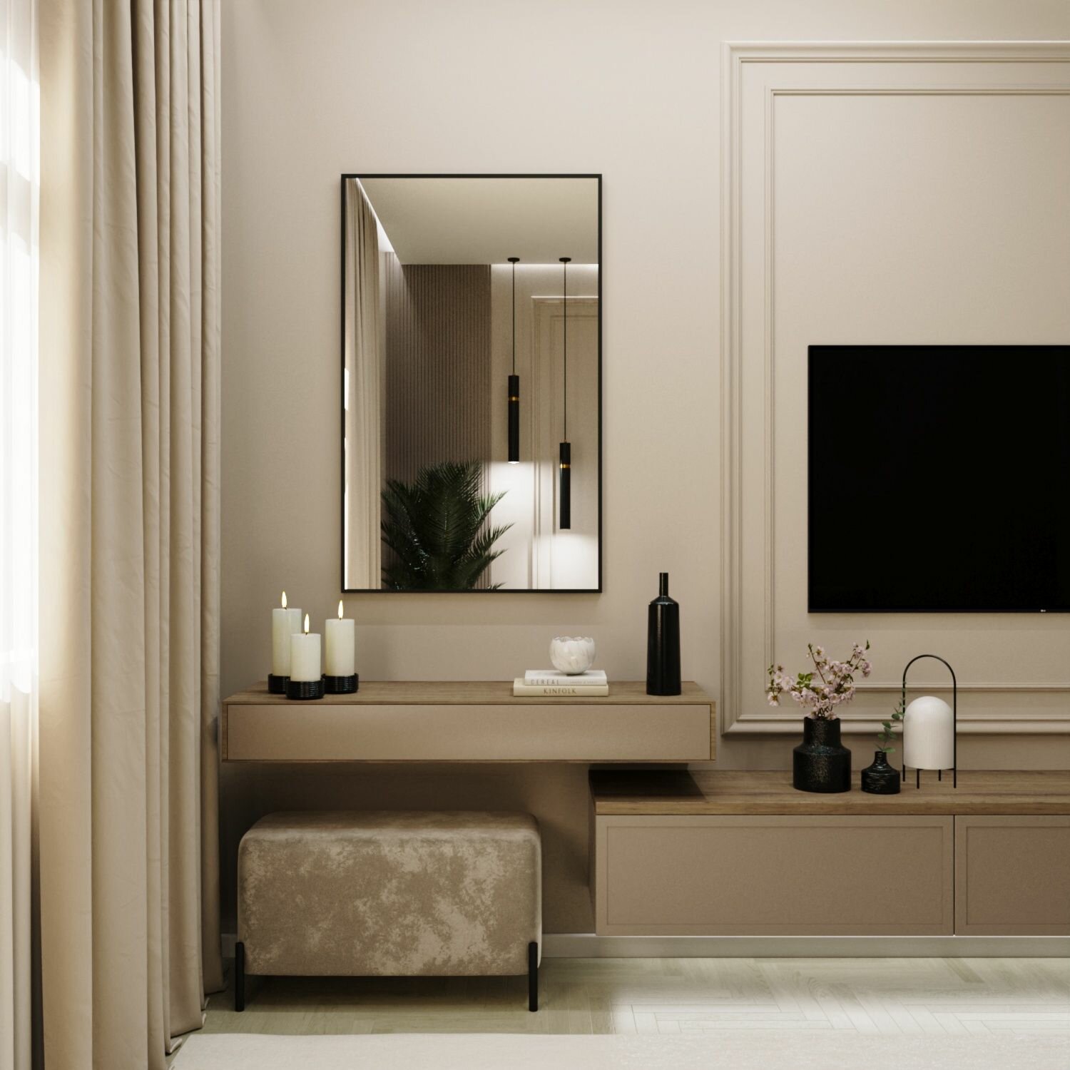 Зеркало настенное 100х60 см. BLX MIRROR в ванную в алюминиевой раме, Черное