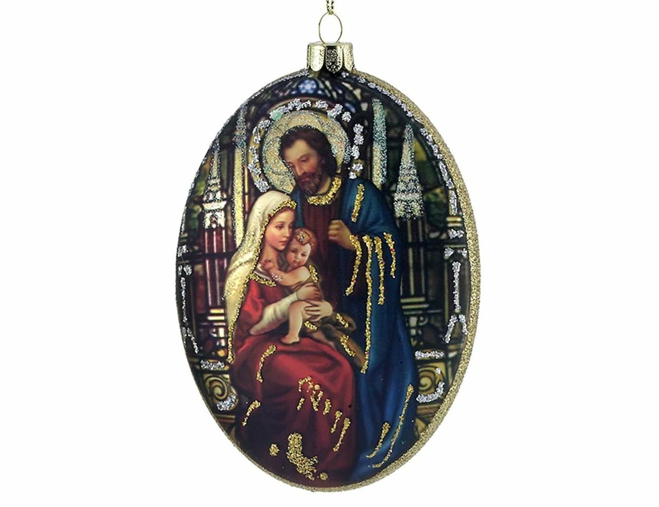 Ёлочное украшение-медальон санктус - рождественские образы, стекло, 11 см, Kurts Adler TD1489-1