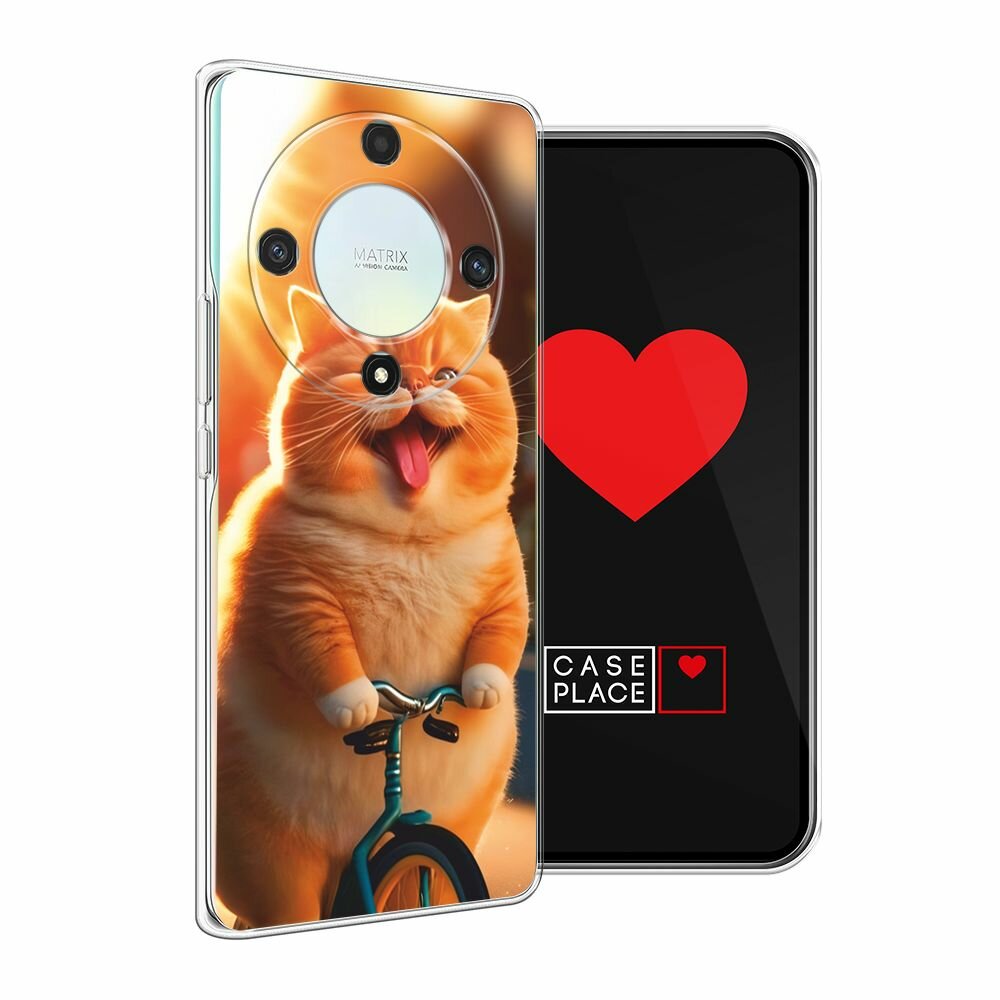 Силиконовый чехол на Honor X9A / Хонор X9A с принтом "Кот на велике" — фото 1