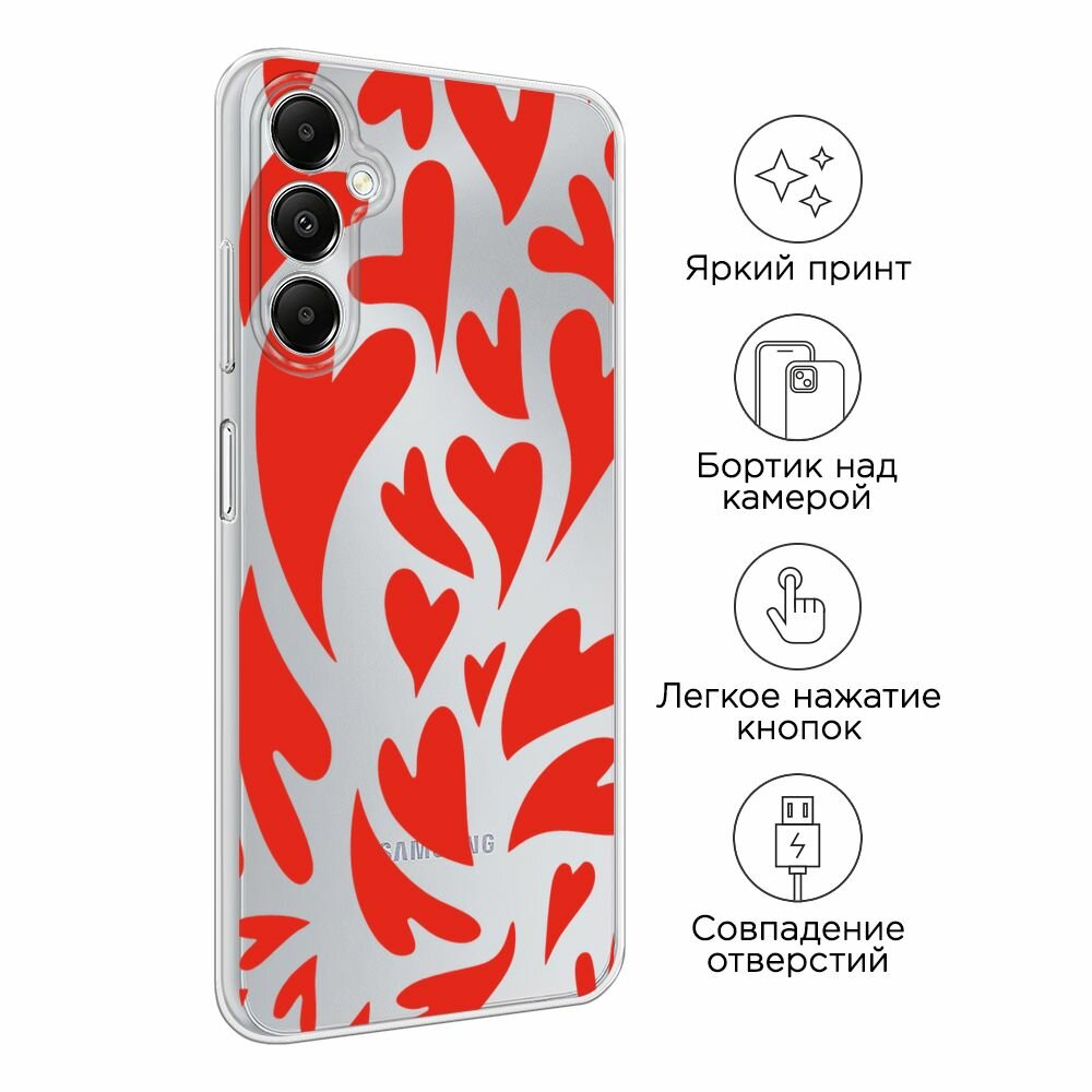 Чехол на Samsung Galaxy A05s / Самсунг Галакси A05s с принтом "Crazy hearts 2 - 14 февраля", прозрачный — фото 1