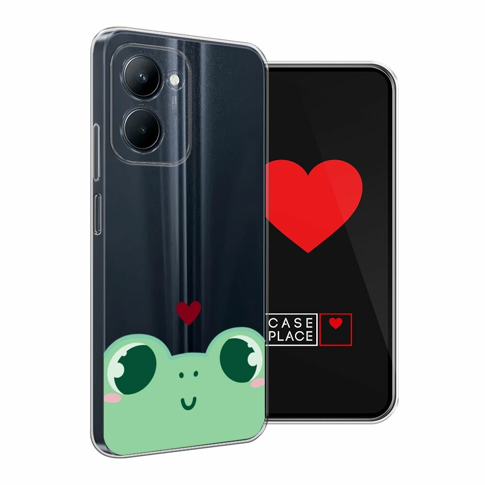 Чехол на Realme C33 / Реалми С33 с принтом "Влюблённая лягушка - 14 февраля", прозрачный — фото 1