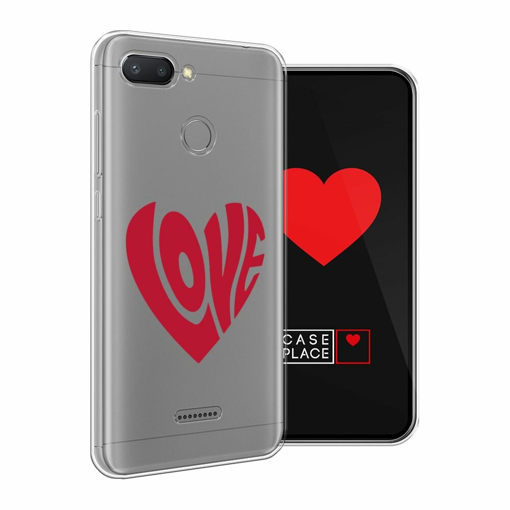 Чехол на Xiaomi Redmi 6 / Сяоми Редми 6 с принтом "Love heart 2 - 14 февраля", прозрачный — фото 1
