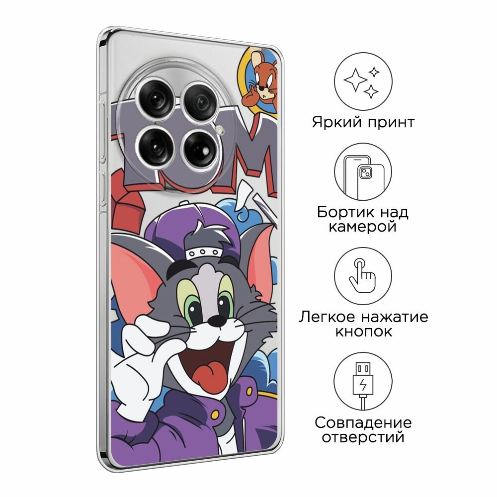 Чехол на OnePlus 13 / Ван Плас 13 с принтом "Том в кепке", прозрачный — фото 1