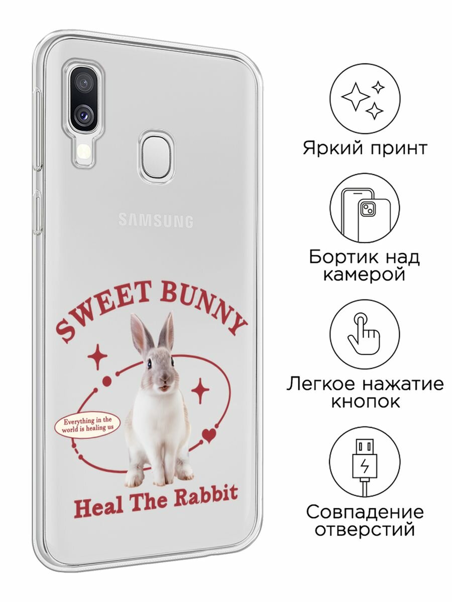 Чехол на Samsung Galaxy A40 / Самсунг Галакси А40 с принтом "Heal the rabbit", прозрачный — фото 1