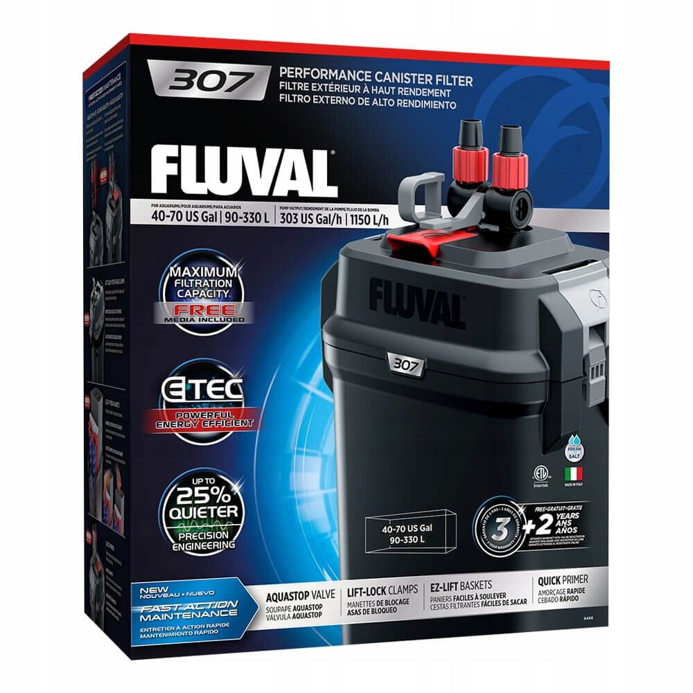 Фильтр Fluval 307, внешний, для аквариумов от 90-330 литров, 1150л/ч