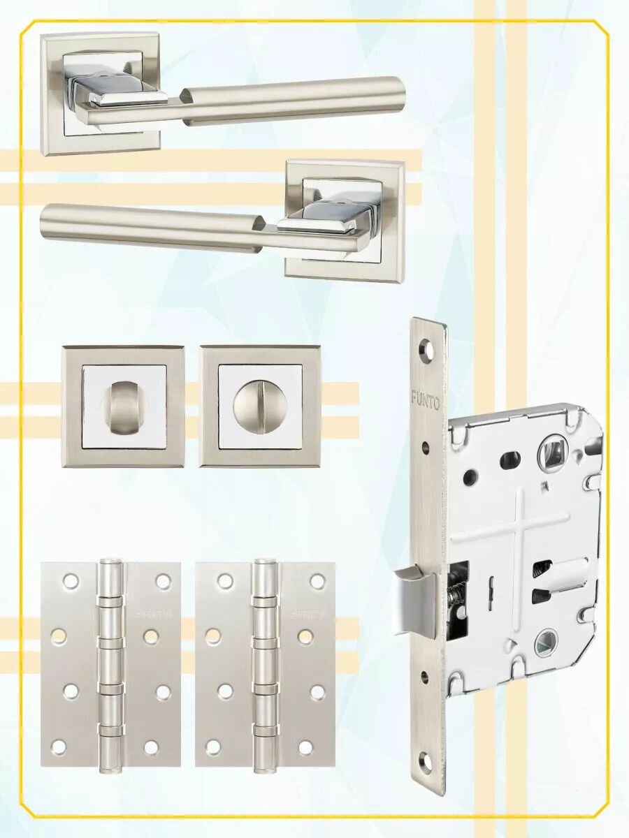 Ручка дверная CITY"SN с защелкой L72 + фиксатор, петли 4B
