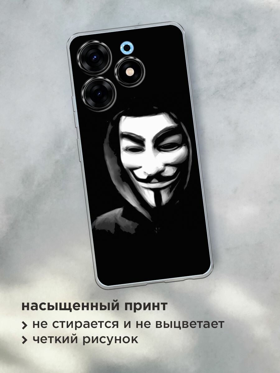 Чехол на Tecno Spark 10 Pro / Текно Спарк 10 Про с принтом "Анонимус" — фото 1
