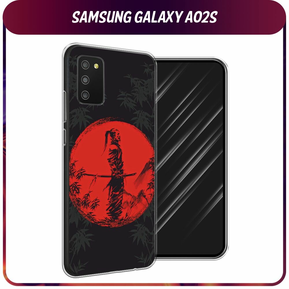 Чехол на Samsung Galaxy A02s / Самсунг Галакси A02s с принтом "Самурай на красном фоне"