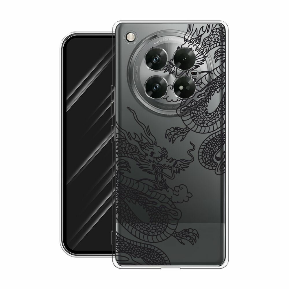 Чехол на Infinix Zero 40 5G / Инфиникс Зеро 40 5G с принтом "Два китайских дракона", прозрачный — фото 1