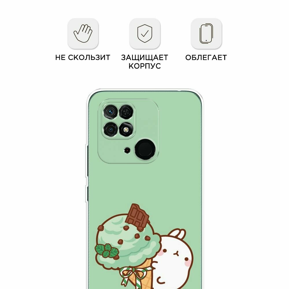 Чехол на Xiaomi Redmi 10C / Сяоми Редми 10C с принтом шоколад-мята мороженое — фото 1