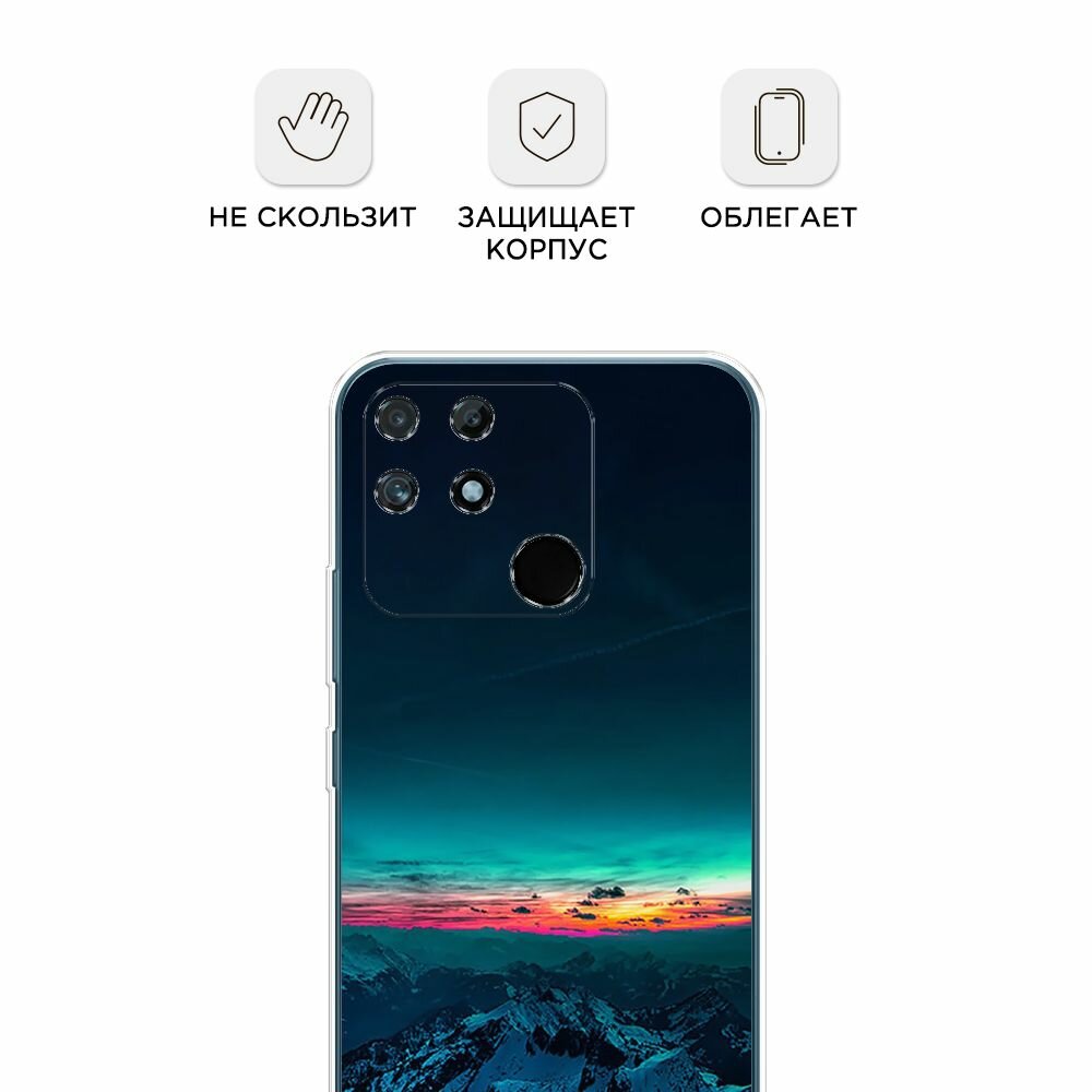 Чехол на Realme Narzo 50A / Реалми Нарзо 50A с принтом "Закат в горах" — фото 1