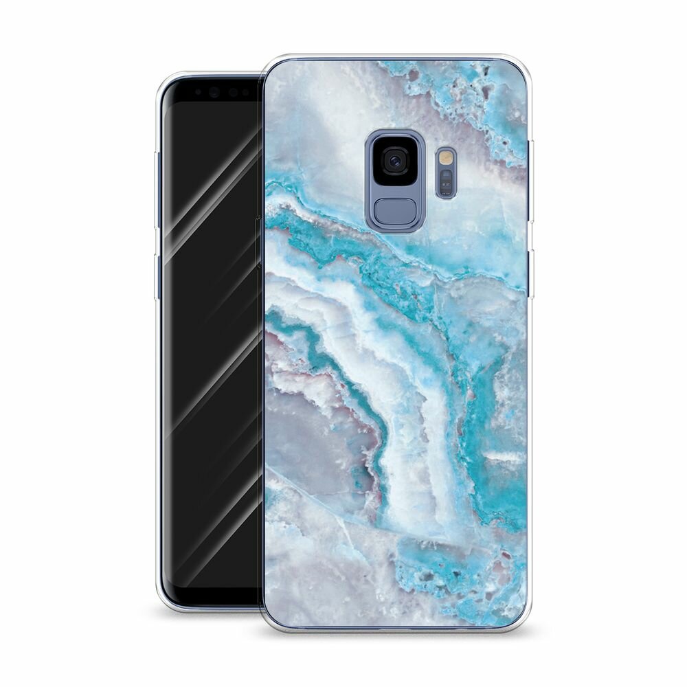 Чехол на Samsung Galaxy S9 / Самсунг Галакси С9 с принтом "Нежно-голубой мрамор" — фото 1