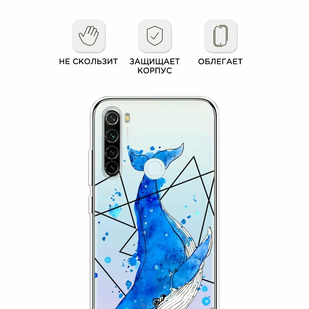 Чехол на Xiaomi Redmi Note 8T / Сяоми Редми Нот 8Т с принтом "Кит графика", прозрачный — фото 1