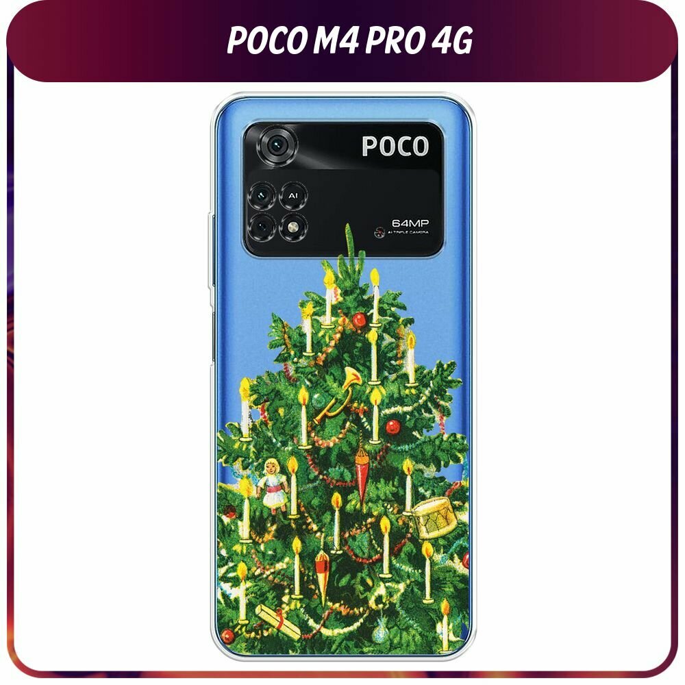 Чехол на Xiaomi Poco M4 Pro 4G / Сяоми Поко M4 Про 4G с принтом Рождественская ель, прозрачный