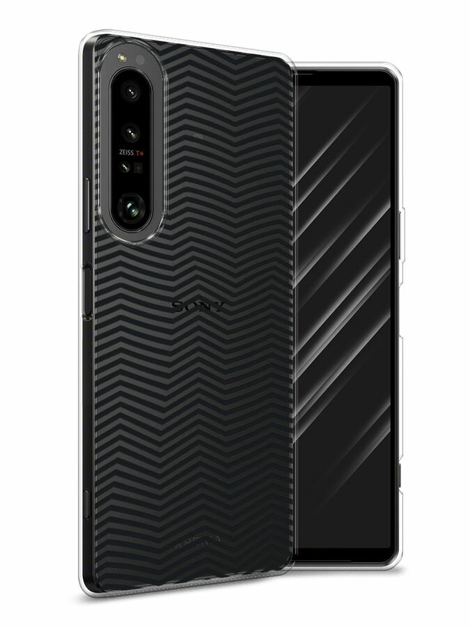 Чехол на Sony Xperia 1 IV / Сони Иксперия 1 IV с принтом "Зрительный обман черный", прозрачный