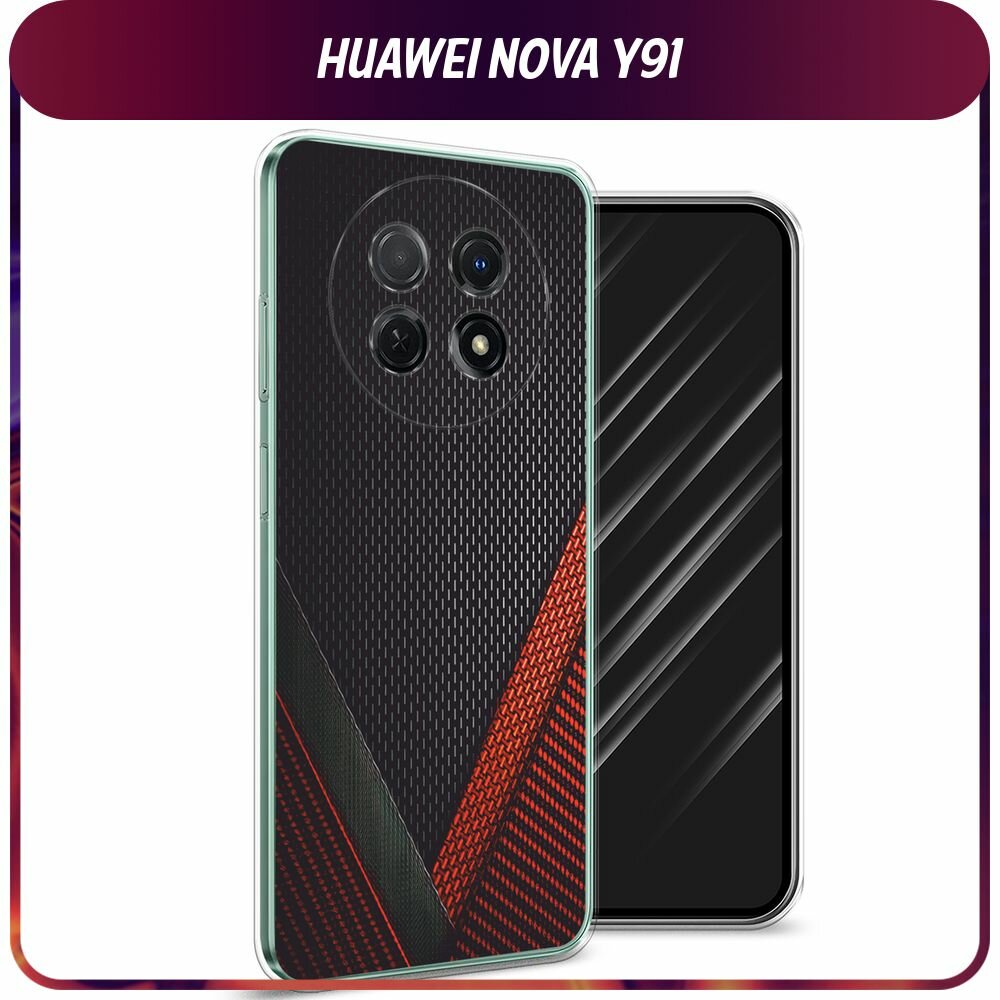 Чехол на Huawei Nova Y91 / Хуавей Нова Y91 с принтом "Красный карбон"