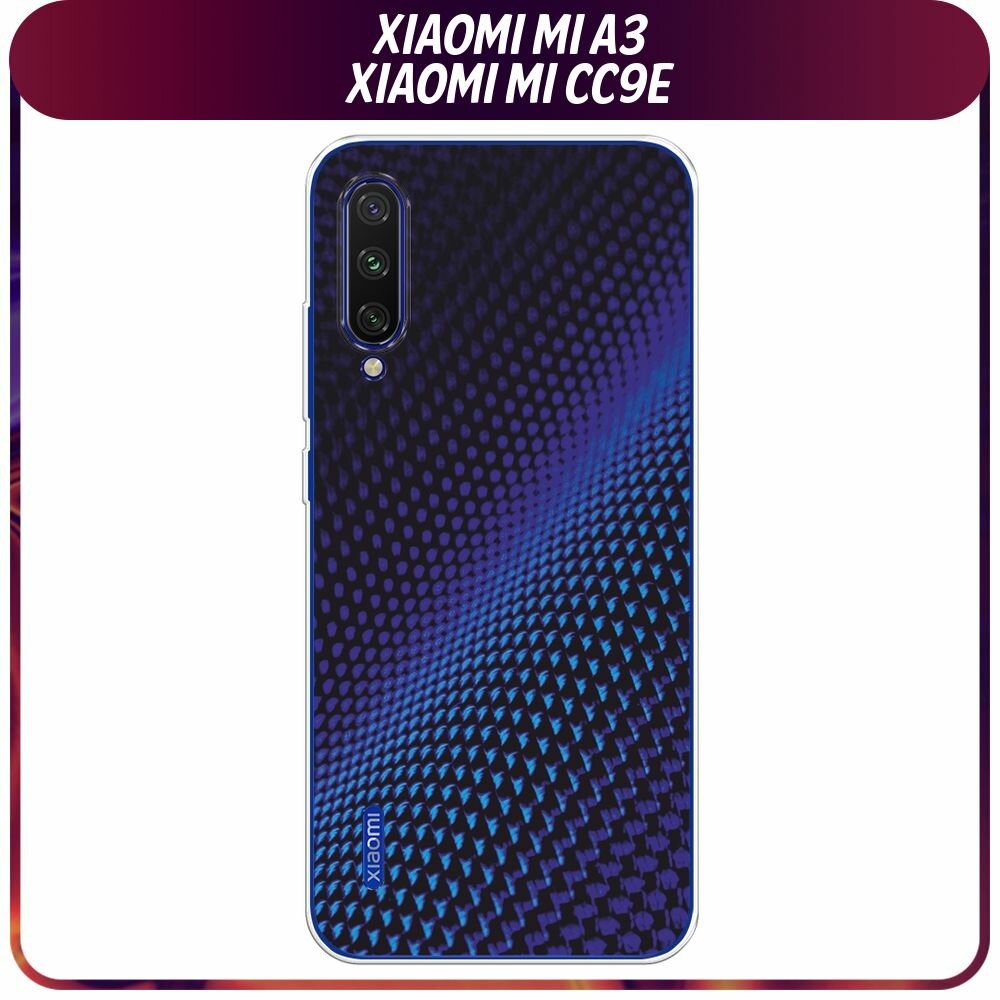 Чехол на Xiaomi Mi CC9E/Mi A3 / Сяоми Mi CC9E/Mi A3 с принтом "Синий карбон"