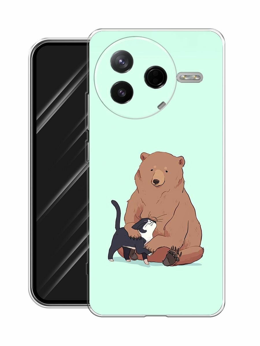 Чехол на Poco F7 Pro / Поко F7 Про с принтом "Медведь и кошка дружба" — фото 1