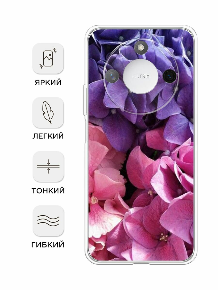 Чехол на Honor X9c Smart / Хонор X9c Смарт с принтом Гортензии — фото 1