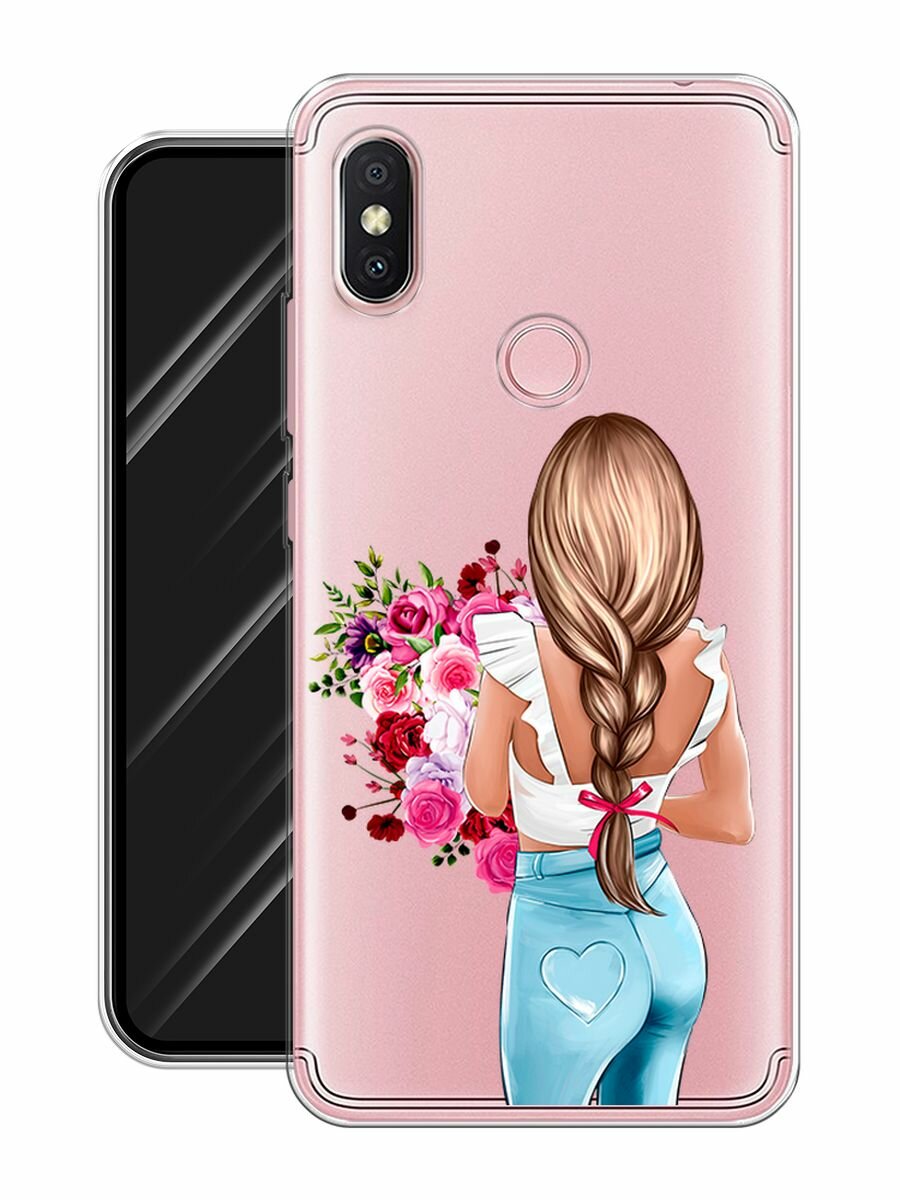 Чехол на Xiaomi Redmi S2 (Redmi Y2) / Сяоми Редми С2 (Редми Y2) с принтом "Букет для девушки", прозрачный — фото 1