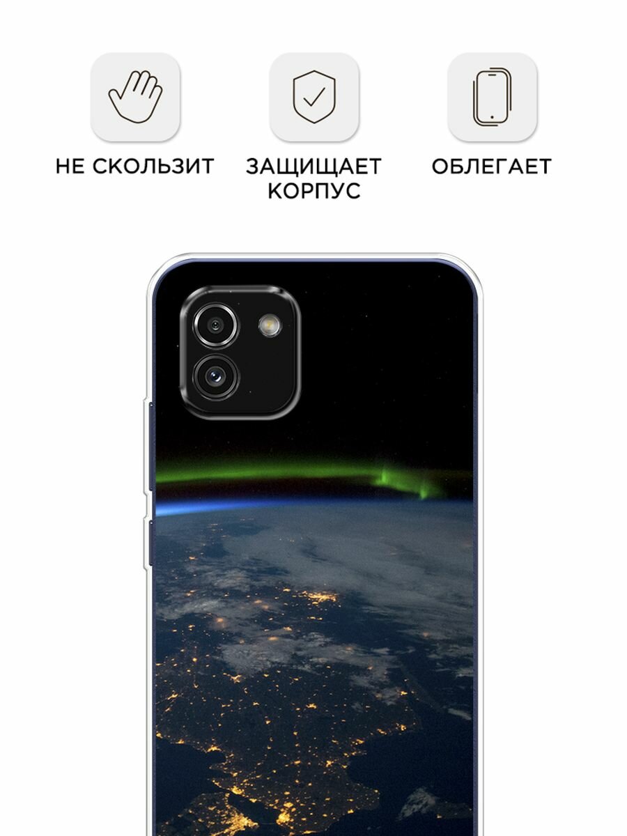 Чехол на Samsung Galaxy A03 / Самсунг Галакси А03 с принтом "Земля из космоса" — фото 1