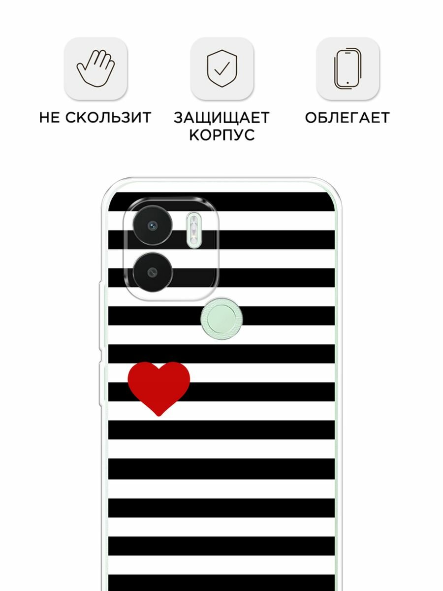 Чехол на Xiaomi Redmi A1+/Redmi A2+/Poco C51/C50 / Редми A1+ с принтом "Красное сердце" — фото 1