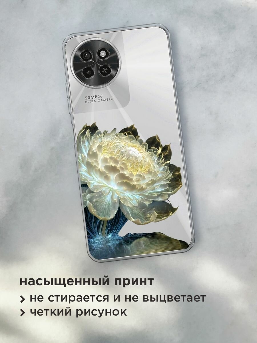 Чехол на Itel S23 / Ител S23 с принтом "Китайский лотос", прозрачный — фото 1