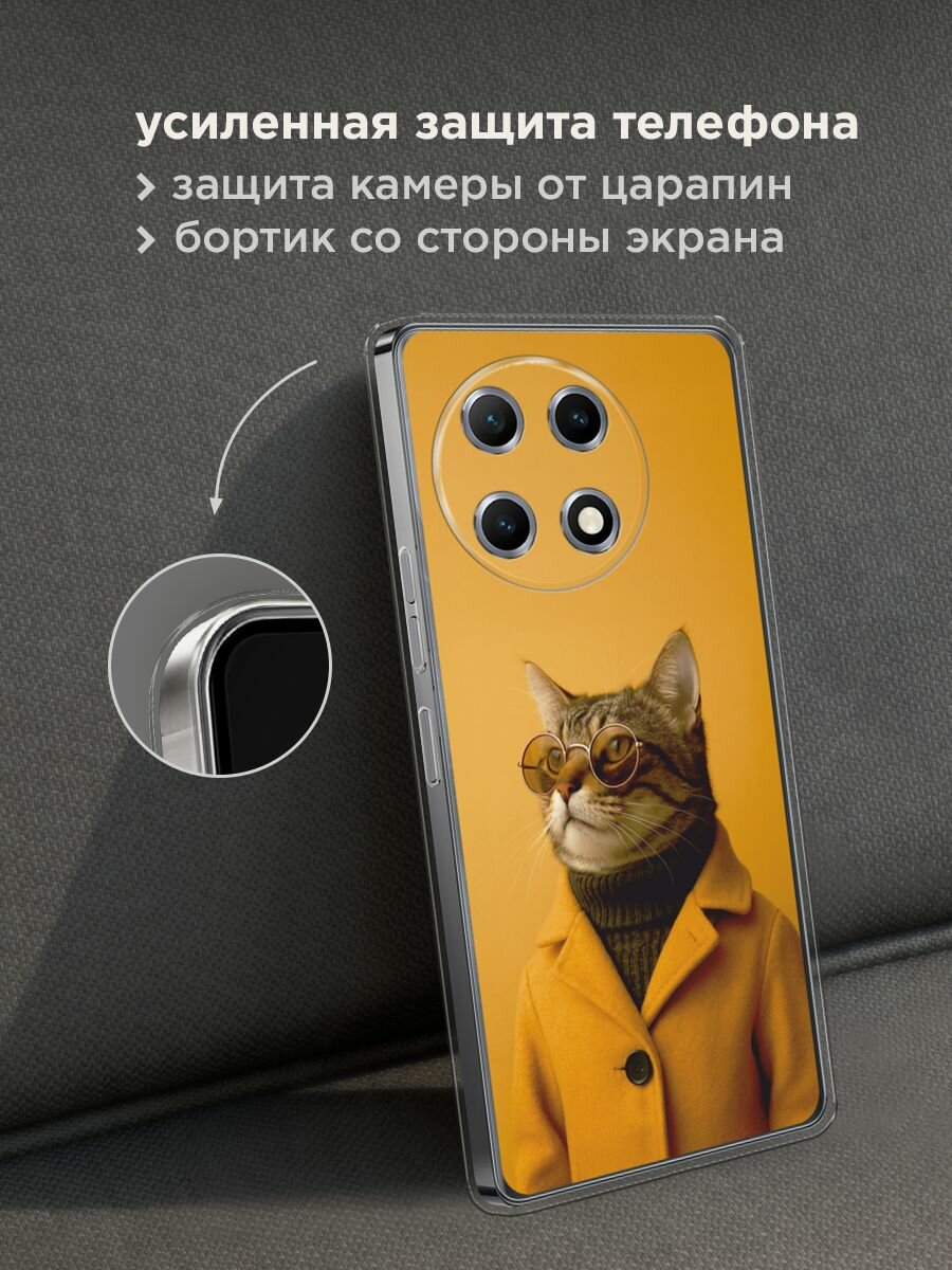 Чехол на Tecno Camon 30S / Текно Камон 30S с принтом "Деловой кот в пальто" — фото 1