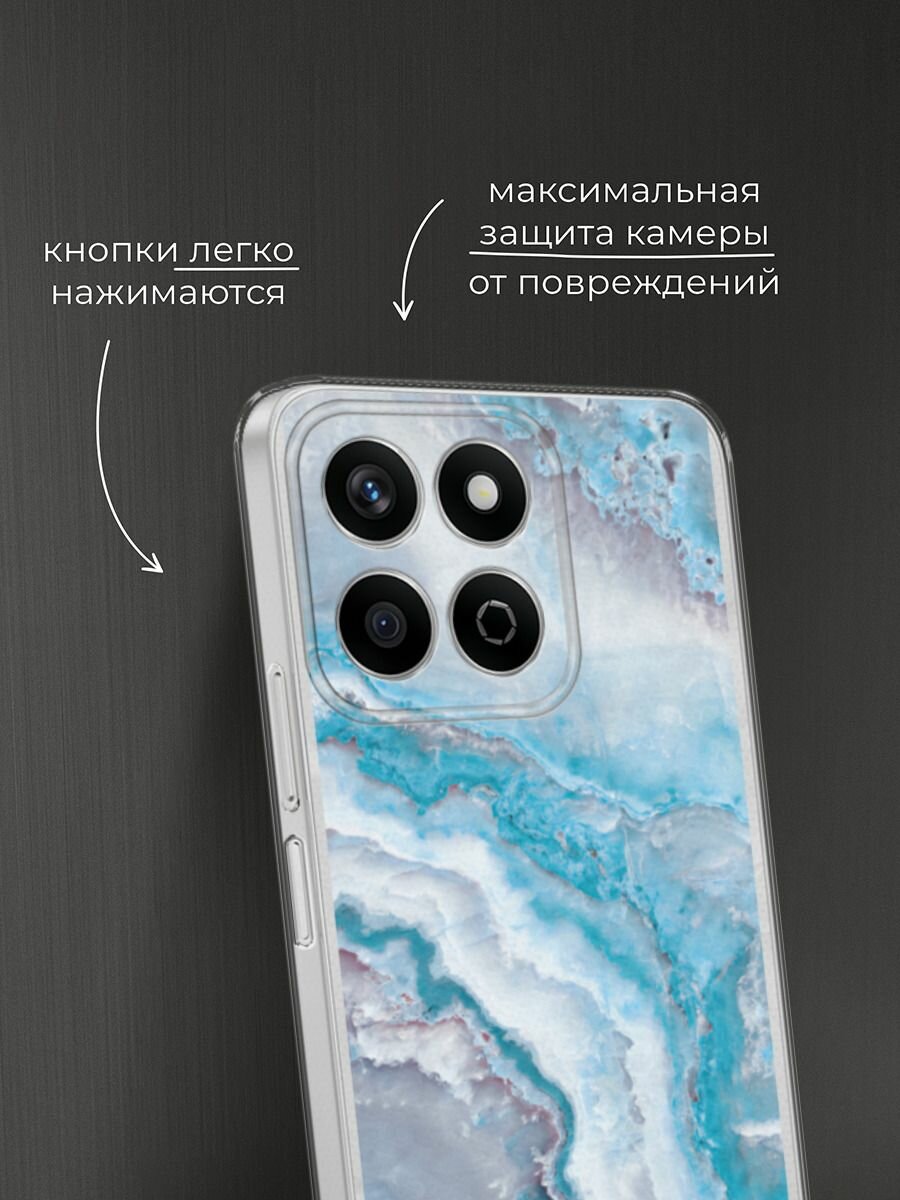 Чехол на Honor X7c / Хонор X7c с принтом "Нежно-голубой мрамор" — фото 1