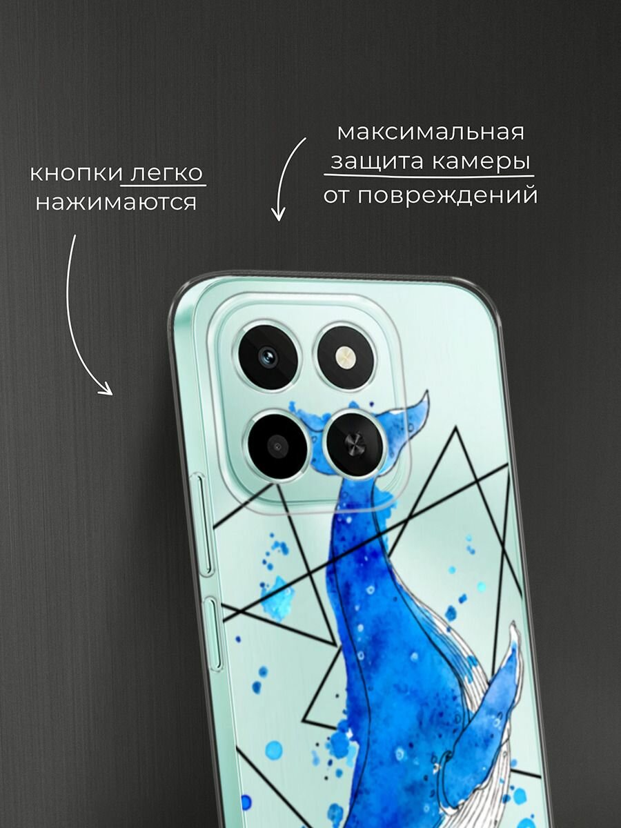 Чехол на Honor X6c / Хонор X6c с принтом "Кит графика", прозрачный — фото 1