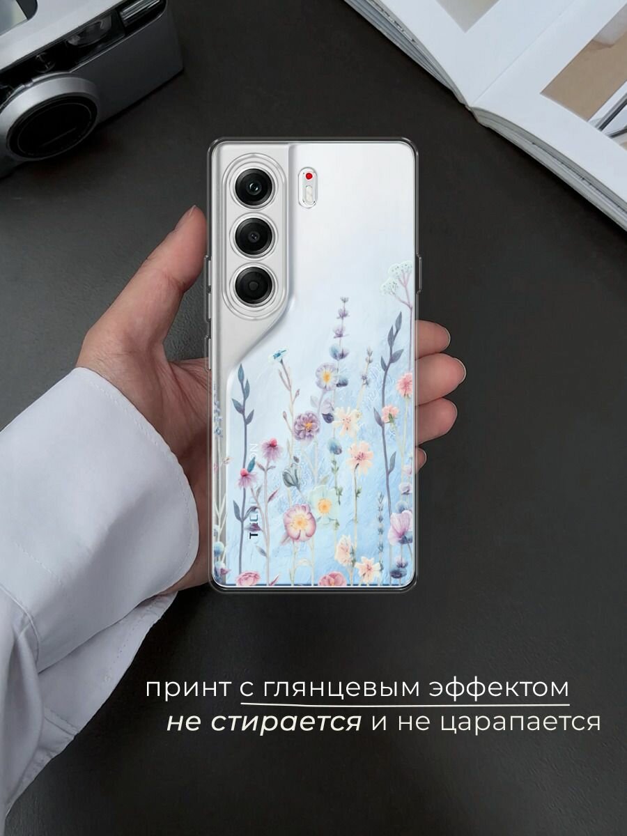 Чехол на Tecno Camon 40 Pro 5G / Текно Камон 40 Про 5G с принтом "Нежные полевые цветы" — фото 1