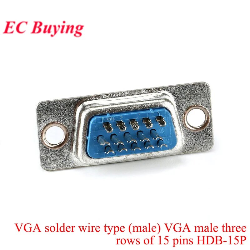 Разъемы D-SUB 9 15 25 37-контактные EC Buying 5pcs, VGA solder wire M