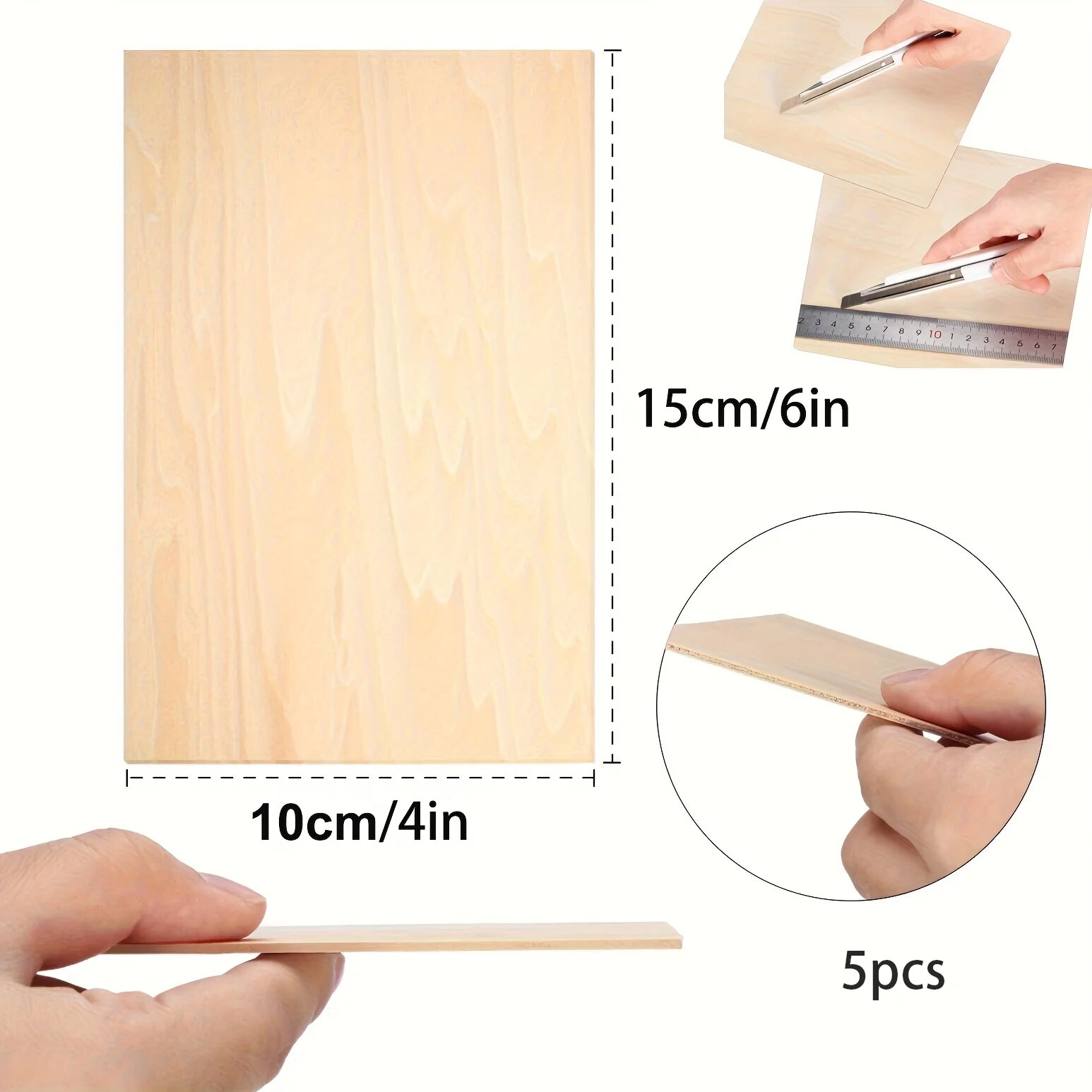 5/15 Шт. Тонкой Березовой Фанеры 4x6 Дюймов Для Поделок, Архитектурных Моделей, Лазерной Резки, Выжигания По Дереву И Росписи