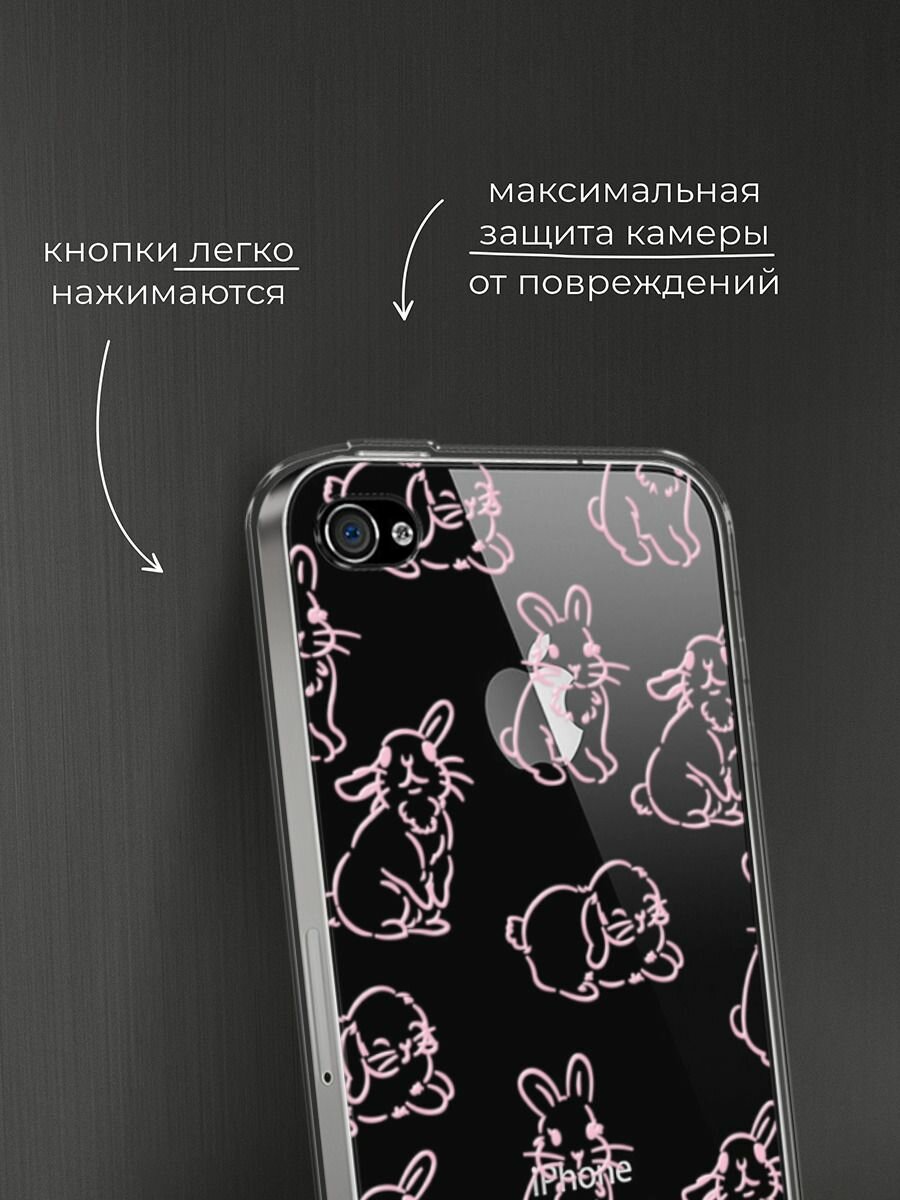 Чехол на Apple iPhone 4/4S / Айфон 4/4S с принтом "Розовый ситует кролика 2" — фото 1