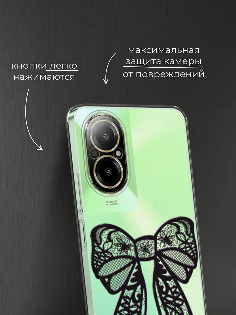 Чехол на Realme C67 4G / Реалми C67 4G с принтом "Черный сетчатый бант 2" — фото 1