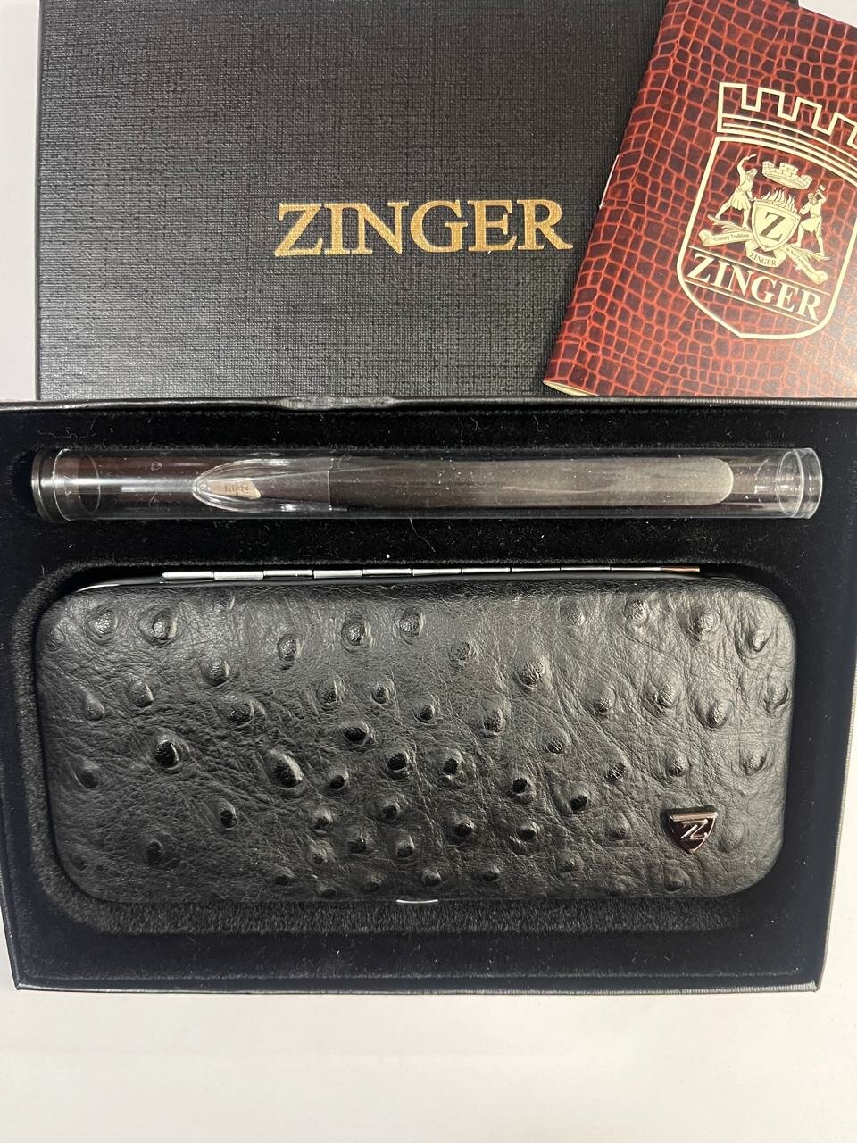 Маникюрный набор "ZINGER" 501-3, 5 предметов, чёрный матовый икра
